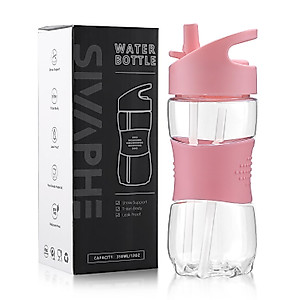 Kids Water Bottle with Straw 12 OZ BPA-Free Tritan Bulk Bottle Pink Little Girls Clear Drinking Bottle for School