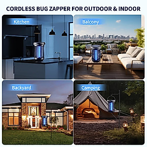 Solar Bug Zapper Outdoor, 2 in 1 Mosquito Zapper with LED Light, Rechargeable Cordless Fly Zapper with 2500mAh Battery, Auto On/Off Light Control, Electric Fly Traps for Patio,Backyard,Garden