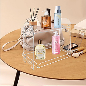 Beitiny Bathroom Counter Organizer, 2-Tier Corner Shelf, Acrylic Bathroom Storage Organizer Countertop Rack for Kitchen Spice Vanity Cosmetic Perfume Skincare, Clear