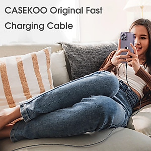 CASEKOO 2023 Upgrade [Fastest and Safest Charging] [Never Break] Apple MFi Certified iPhone Charger Cord 6 FT, Nylon Braid USB C Cable Lightning Cable for iPhone 14/13/12 Pro Max