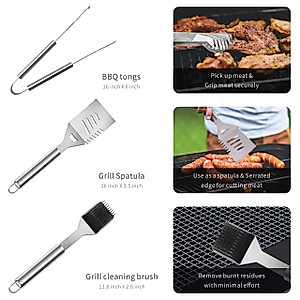 SENDAIST Deluxe BBQ Grill Tool Set – 32 PCS Camping BBQ Grilling Accessories – Portable Grill Utensil Set with Thermometer in Heavy Duty Aluminum Case