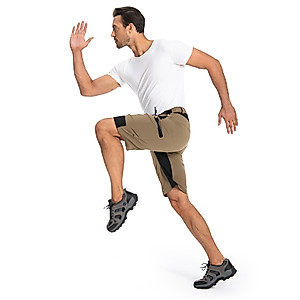 Hiauspor Men's Hiking Cargo Shorts Lightweight Quick Dry Stretch Casual Shorts for Golf Fishing Tactical Outdoor Bike Shorts (Khaki, X-Large)