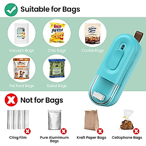 Mini Bag Sealer, Handheld Heat Vacuum Sealer, 2 in 1 Heat Sealer with Cutter and Lanyard for Chips Plastic Bags Food Storage and Snacks Keep Fresh Portable Re-sealer.