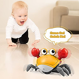 Crawling Crab Baby Toy, Tummy Time Toys, Sensing Interactive Walking Dancing Toy for Crawling Baby Induction Crabs with Music Sounds, Infant Fun Birthday Gifts Entertainment for Toddler Baby Boy Girl