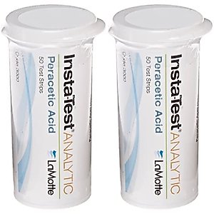 LaMotte Insta-Test 3000 Peracetic Acid Single Factor Test Strip, 0-160ppm Range 50 Count per pack (Pack of 2)