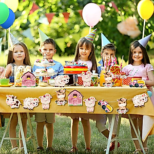 42 Pcs Floral Farm Animal Party Cutouts Girl Farm Animals Party Decorations Farm Animal Birthday Party Supplies with 60 Glue Point Dots for Girls Farm Animal Theme Baby Shower Birthday Party