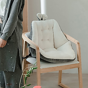 ZYBCQL Semi-Enclosed Bunny Ears Seat Cushions with Ties,Cute Cartoon Crystal Velvet Chair Cushion Floor Pillow for Office Chair-Grey 52x52cm(20.5x20.5in)