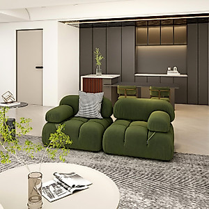 Jennifer Taylor Home Marcel 72.5" Bubble Modular Modern 2-Piece Loveseat Sofa, Olive Green