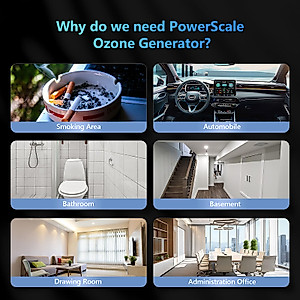 PowerScale Ozone Generator 75,000mg/h OZB1 Ozone Odor Eliminator Commercial Ozone Machine Odor Removal, For Home, Car, Pet Room Ozone Machine - High Capacity Ionizer Ozone Air Purifier, Black