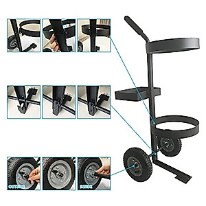 biosp Garden Carts Heavy Duty Rolling Lawn Yard Mobile Gardening Trolley Wheeled with 5 Gallon Bucket Oxford Bag Tool Organizer Storage