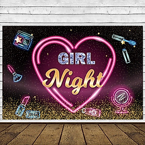 Girl Night Banner Backdrop Background Rose Gold Pink Champagne Lip Theme Decor for Lady Girls Women Princess Birthday Party Bridal Shower Wedding Bachelorette Make Up Night Out Hen Party Decorations