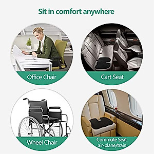 AROVAXCXP Seat Cushion for Office Chair Car Memory Foam Hip Cushions Comfort Butt Pad for Relief Pressure in Office and Driving Ergonomic Cushion for Wheelchair Travel Airplane and Firm Sitting Black