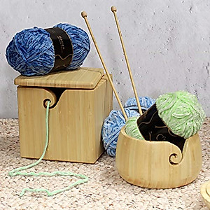 JubileeYarn Bamboo Yarn Bowl with Lid - Holder Knitting Crochet Accessories - Natural - 1 Box