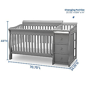 Delta Children Princeton Junction Convertible Crib N Changer, Grey