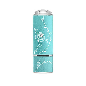 TCELL Natural Beauty 128GB USB 3.0 Flash Drive Decorated with Swarovski Elements Crystal Blue for Women Student Office Gift, Blue USB Stick