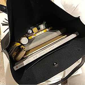 Vgowater Pleated Wave Tote Shoulder Bag Fashion Tote Bag,Large Capacity Tassel Tote Bag (H-Black)