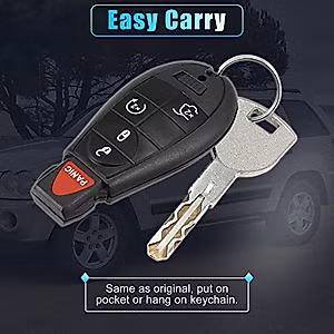 X AUTOHAUX Replacement Keyless Entry Remote Car Key Fob M3N5WY783X 433Mhz for Jeep Grand Cherokee 2008-2010 for Commander 2008 2009 2010 5 Buttons with Door Key