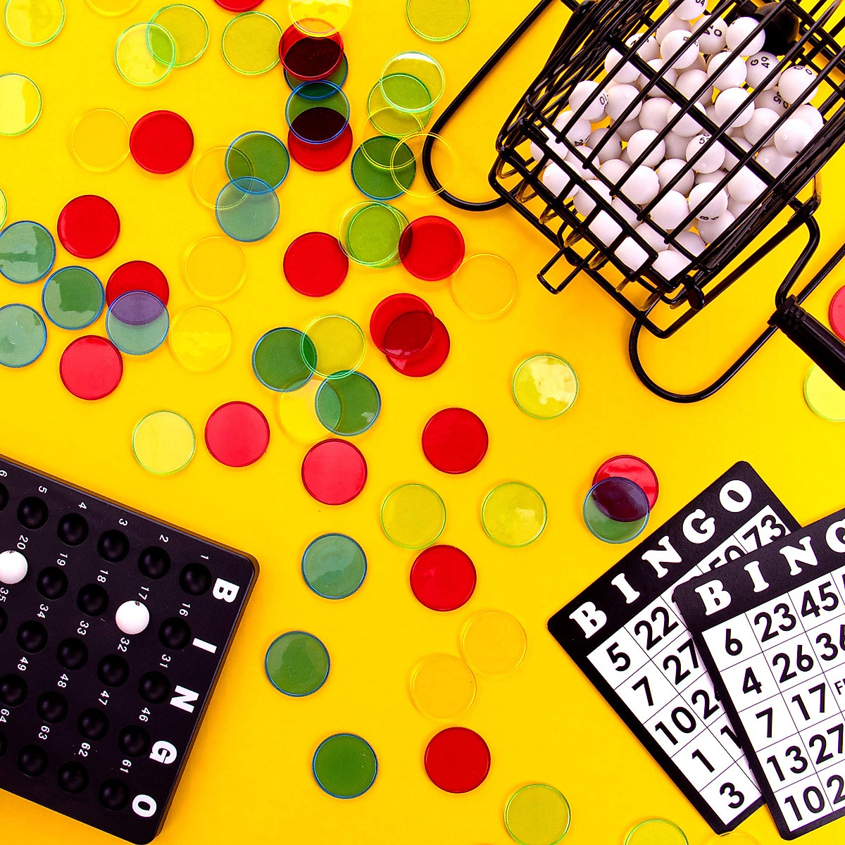 100 Jumbo 1.25" Bingo Chips for Large Print Cards - Educational STEM Resource - Large Translucent Colored Counting Markers