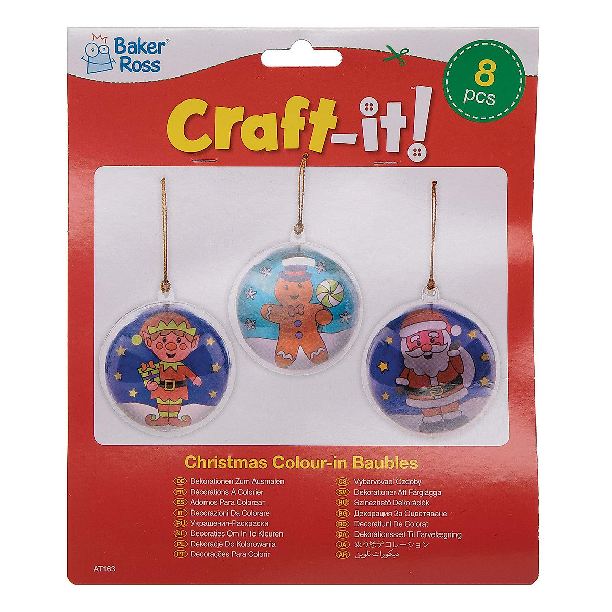 Baker Ross AT163 Christmas Colour in Baubles, Festive Arts and Crafts (Pack of 8), Assorted