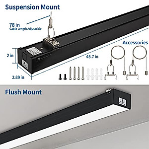 DAKASON 4FT Linkable LED Linear Light, 40W Replacing 120W, 3000K/4000K/5000K CCT Selectable, Commercial Linear Lighting Fixture for Office, Dimmable Suspended Lighting for School, Market, 1Pack