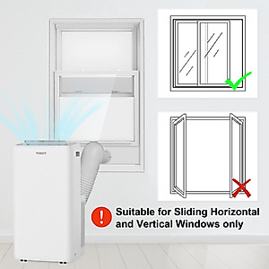 Portable AC Window Vent Kit with 5.9” Exhaust Hose Universal Window Seal Kit for Portable Air Conditioner, Adjustable Portable AC Windows Vent Kit for Sliding Horizontal and Vertical Window