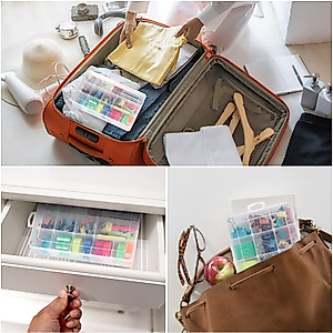 Bluedale 15 Grids Clear Craft Organizer Storage Box, Plastic Bead Container Organizers with Adjustable Dividers, Compartment Organizer Box for Art DIY, Jewelry, Earring, Screw, Small Parts