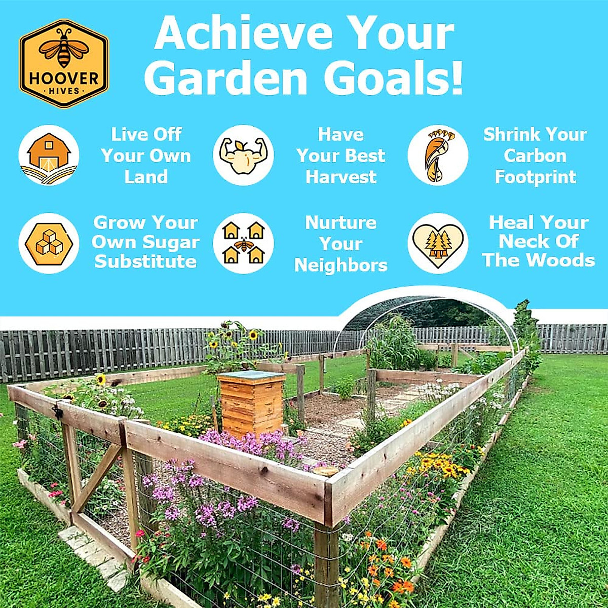 Hoover Hives 10 Frame Bee Hive Starter Kit for Bee Keepers - Langstroth Beehive Kit Comes with 2 Honey Bee Hives Boxes That are Coated in 100% Naturally Organic Beeswax (Unassembled)