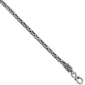 4mm Sterling Silver Round BYZANTINE Chain Bracelet for Women Antiqued Finish Nickel Free 7 inch