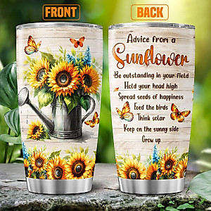 JENOIS Sunflower Gifts, Sunflower Advice, Floral Cups Flower, Tumbler 20 Oz With Lid And Straw