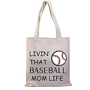 BDPWSS Baseball Tote Bag For Women Baseball Mom Gift Baseball Player Gift Living That Baseball Mom Life Canvas Bag (Mom life baseball TG)
