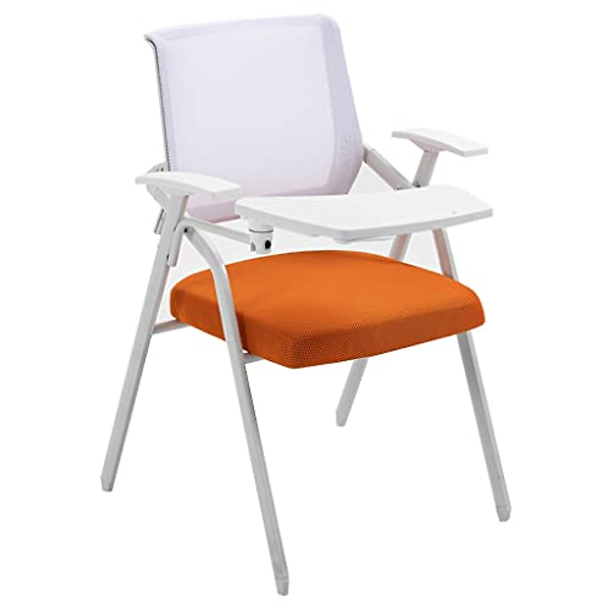 Office Products Foldable Office Conference Chair Training Chair with Writing Board Exam Chair Study Chair Mesh Chair with Armrests(Orange)