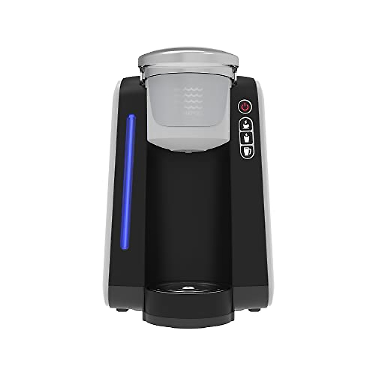 JAVAPod K-Cup Coffee Maker and Single Serve Brewer Coffee Machine, Includes Pod Capsule with Integrated Mesh Strainer, Refillable or in-Line Water for Home Kitchen or Commercial Use (2 Tone-Black & White)