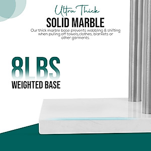 WISATO - Free Standing Towel Rack for Bathroom - Brushed Nickel Finish - Stand Alone 2 Tier Stainless Steel Towel Rack for Bathroom Floor with Heavy Marble Base, Double T Shape Drying Stand for Towels