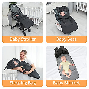 Stroller Bunting Bag for Baby, Infant Bunting Bag Winter Baby Sleeping Bag for Stroller Footmuff Waterproof, Warm Bunting Bag Toddler Sleeping Bag, Outdoor Universal Baby Bunting Bag, Black