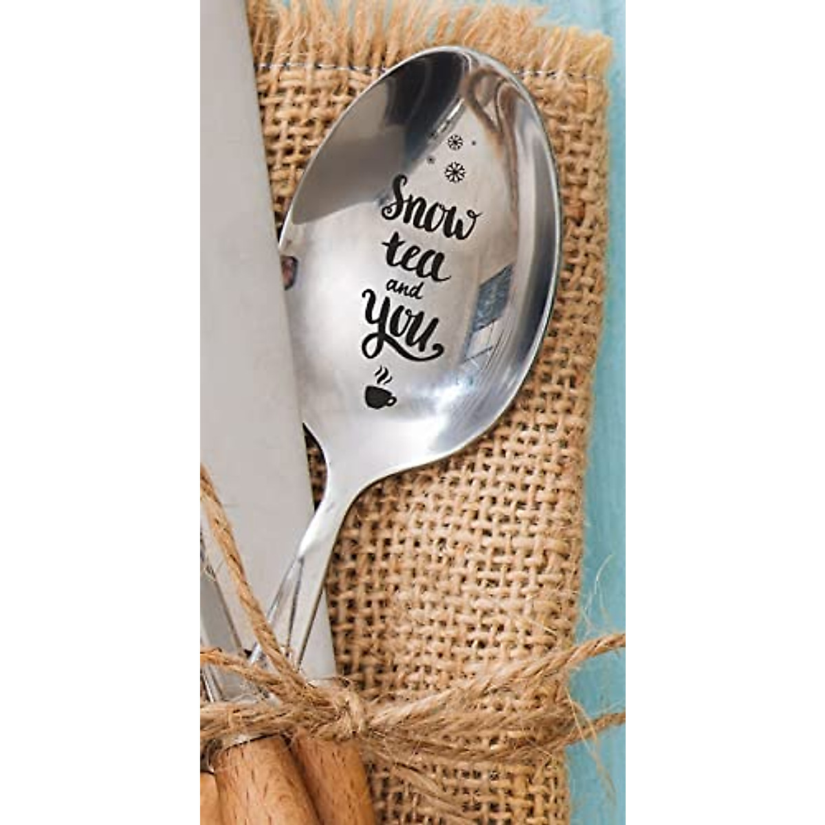 Snow Tea & You Spoon Gift For Christmas for Tea Lover Wife/Husband/Girlfriend/Boyfriend | Christmas Stocking Stuffer | Stainless Steel 7 inches Teaspoon