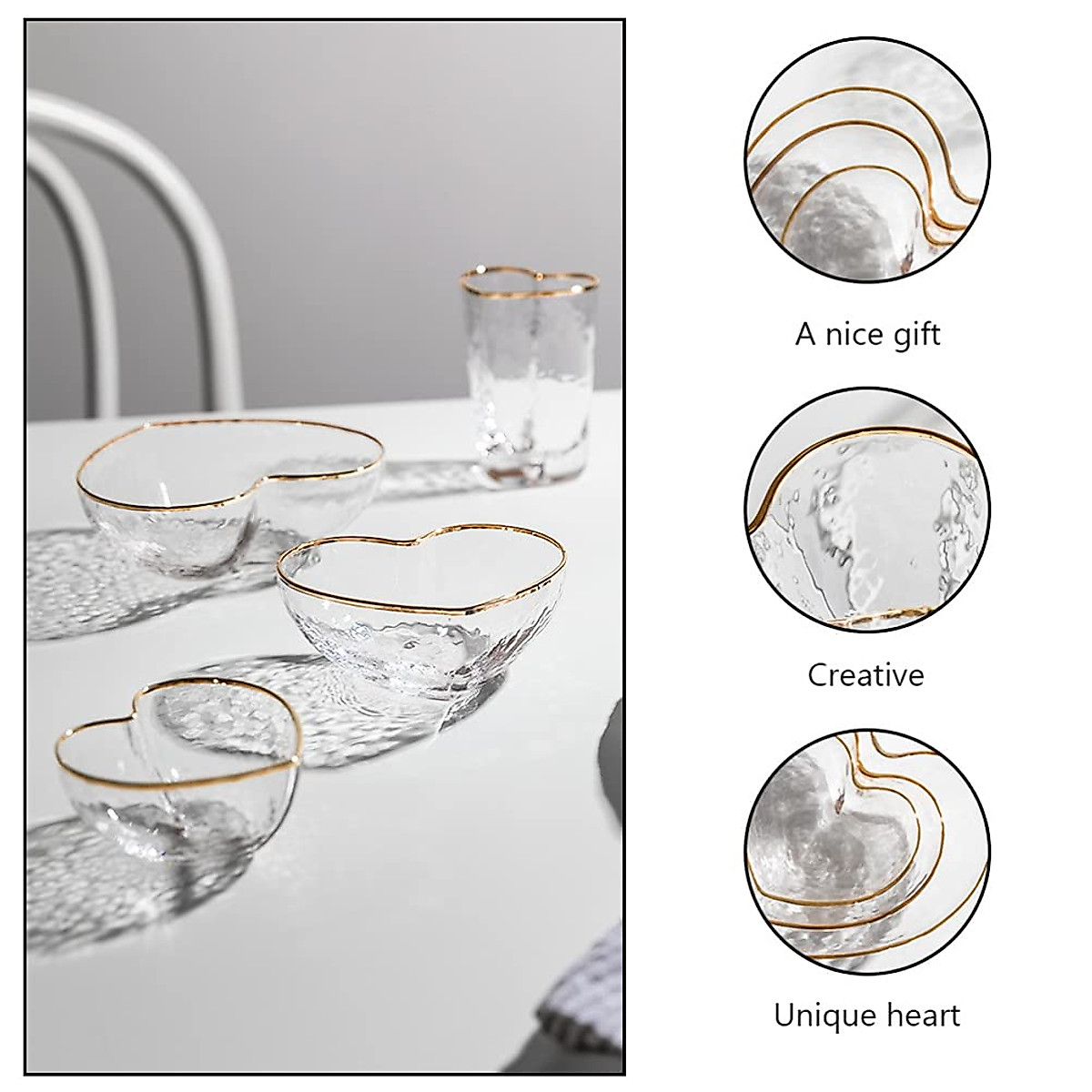 Standing Fruit Glass Bowl Heart Bowl For Fruits Salad Dessert Ice Cream