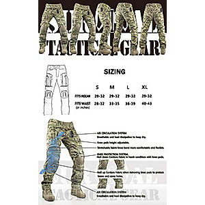 Survival Tactical Gear Pants with Knee Pads Hunting Paintball Airsoft BDU Military Camo Combat Trousers for Men (Black, L)