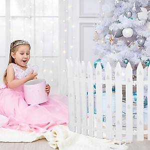 16" Fence for Christmas Tree,Extra Large 12pcs White Picket Fence for Chirstmas Tree,Plastic Christmas Tree Fence for Pets,Christmas Tree Fence for Kids,Craft Christmas Tree Patterns(16" Hx5 W Each)