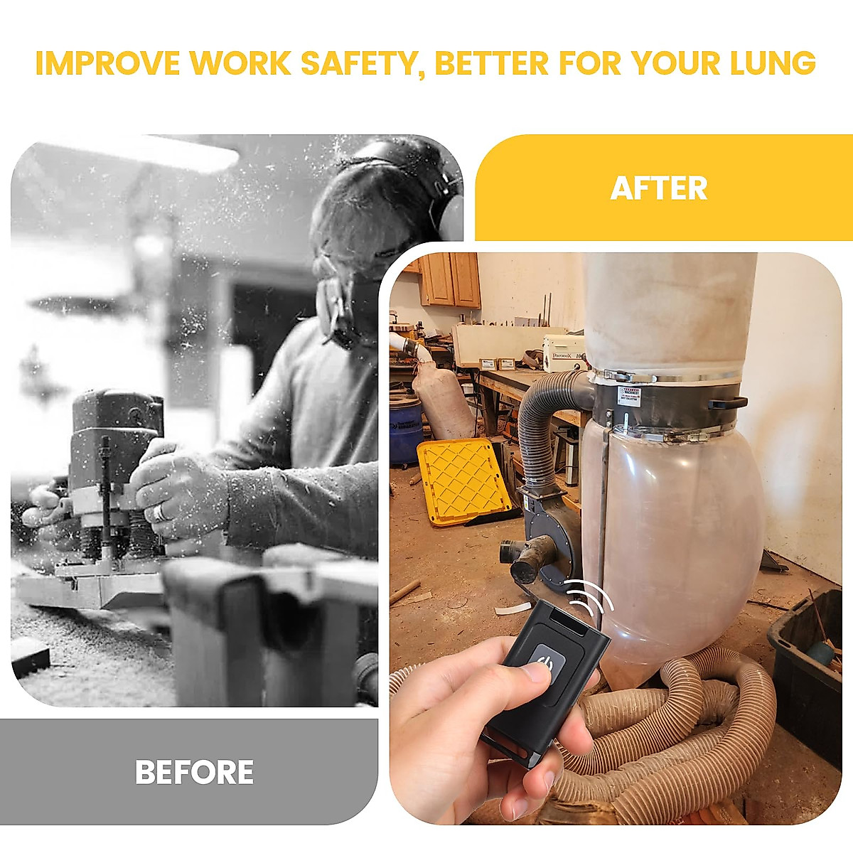 Dust Collector Remote Switch, Ortis 120V Wireless Remote Switch for Dust Collector, 328FT Wireless Range (Battery Included), Heavy Duty Design, Save Your Time and Energy, Enhance Your Work Safety