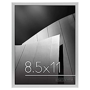 Americanflat 8.5x11 Picture Frame in Silver - Thin Border Frame with Shatter Resistant Glass - Horizontal and Vertical Formats for Wall and Tabletop
