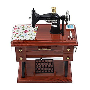 Framendino, Sewing Machine Music Box Vintage Musical Classical Desk Decor Christmas Valentine's Day