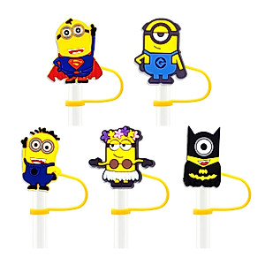 [5 Pcs] Brighten Your Stanley Cup & Stitch Water Bottle w/Cute Cartoon Straw Covers - Cute Valentine Gift, Straw Caps & Straw Topper Perfect for Coffee, Tumblers, Starbuck Cups & Reusable Straws!
