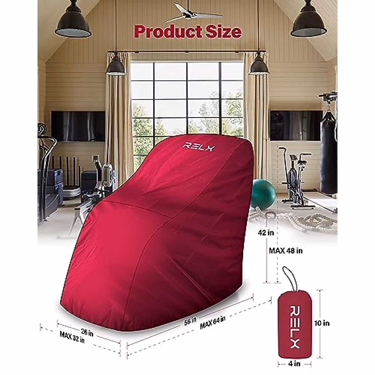 RELX Massage Chair Cover, Full Body Shiatsu Massage Chair Cover with Drawstring, Waterproof & Dustproof Cover, Removable Shield, Storage, Machine Washable (Red)