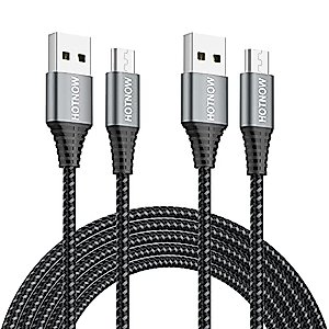 HOTNOW Micro USB Cable 3ft 2-Pack, Android Charger Cable Data sync and Fast Charging Nylon Braided Cord for Samsung Galaxy S6 S7, HTC, LG, Sony, PS4, MP3, Tablet and More Micro Devices