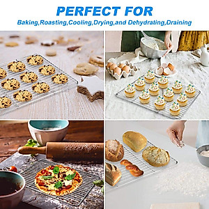 Baking Cooling Racks Set of 2, Stainless Steel Cooling Rack, Cookie Racks, Rectangle 9" x 11.8", Fit Quarter Sheet Pan, Cooking Racks for Toaster Oven, Frying, Roasting - Oven & Dishwasher Safe