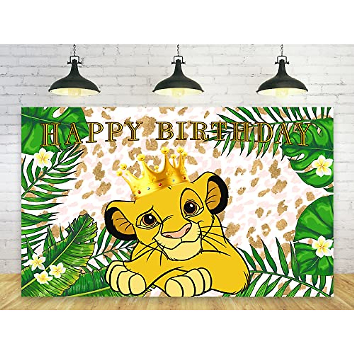 SOPAK The Lion King Backdrop for Birthday Party Decorations, Wild Jungle Background for Baby Shower Party Cake Table Decorations Supplies, The Lion King Theme Banner, 5x3ft, green, One Size