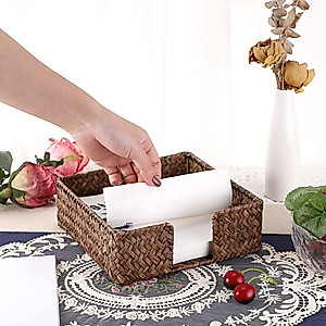 Sumnacon Napkin Holder,Woven Napkin Holder Table,Seagrass Napkin Basket,Square Napkin Tray,Flat Napkin Holder for Kitchen Dinning Table Counter