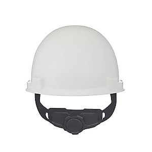 MSA 10074067 SmoothDome Cap Style Safety Hard Hat with Fas-Trac III Ratchet Suspension | Polyethylene Shell, Superior Impact Protection, Self Adjusting Crown Straps - Standard Size in White