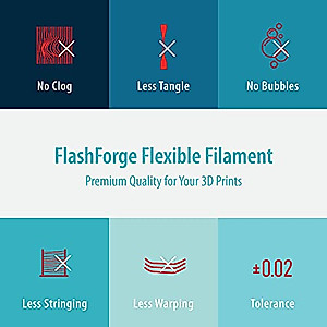 FLASHFORGE Flexible 3D Printer Filament, 1.75mm (Clear/Natural Color), 1kg Spool (2.2lbs), Guaranteed Fresh,Tangle-Free, Fits Most FDM Printers [Risk-Free]