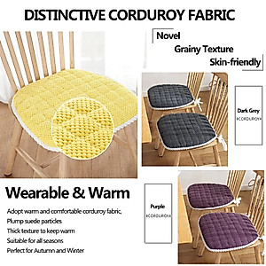 YSCO Kitchen Chair Cushions Set of 4 with Ties Farmhouse 16 X 19, Dining Room Table Seat Cushions, Washable Dining Room Chair Pads U Shape, Soft Seat Pads for All Seasons Grey